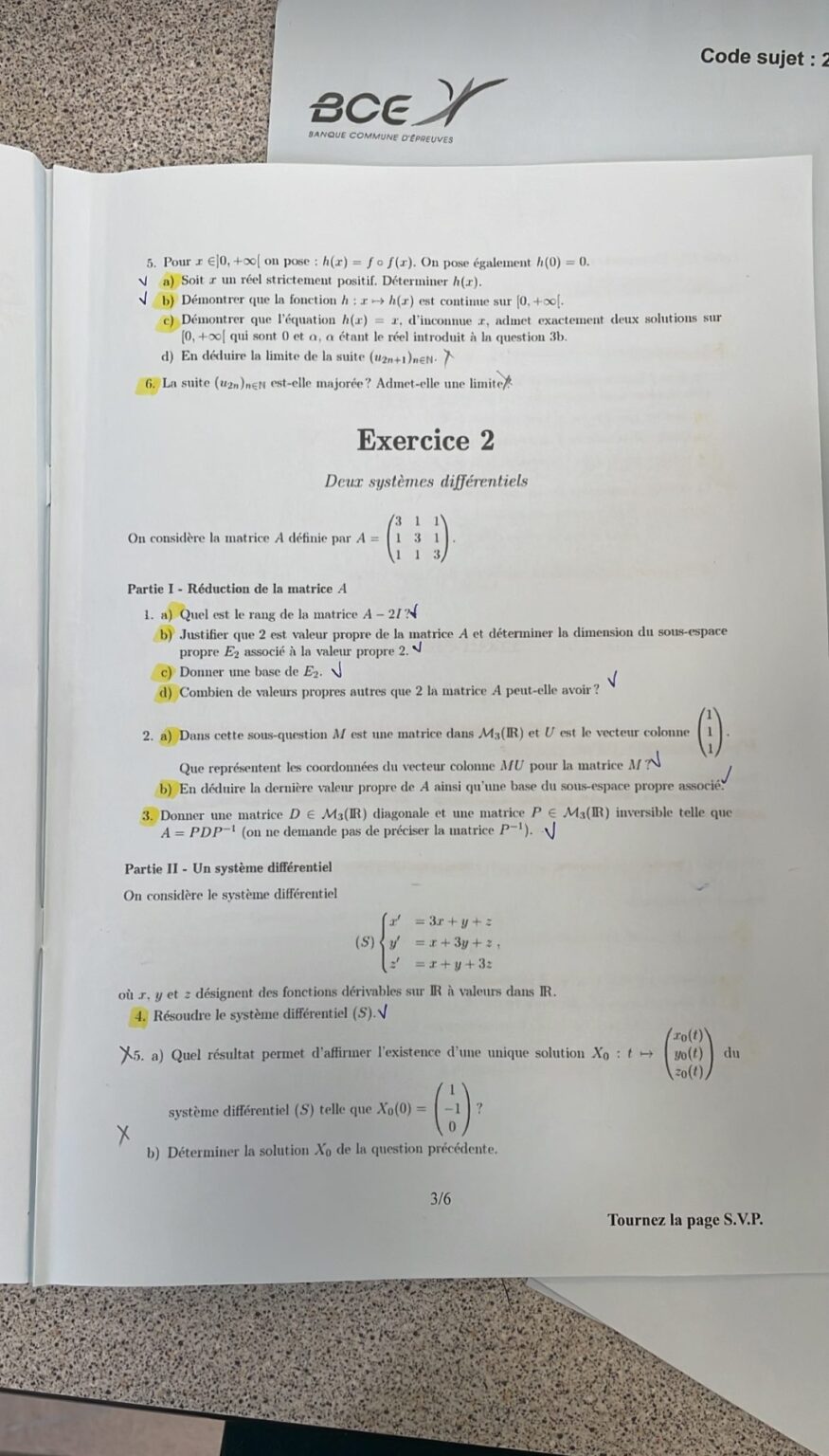 Maths Appliquées emlyon 2023 - Sujet - Mister Prépa