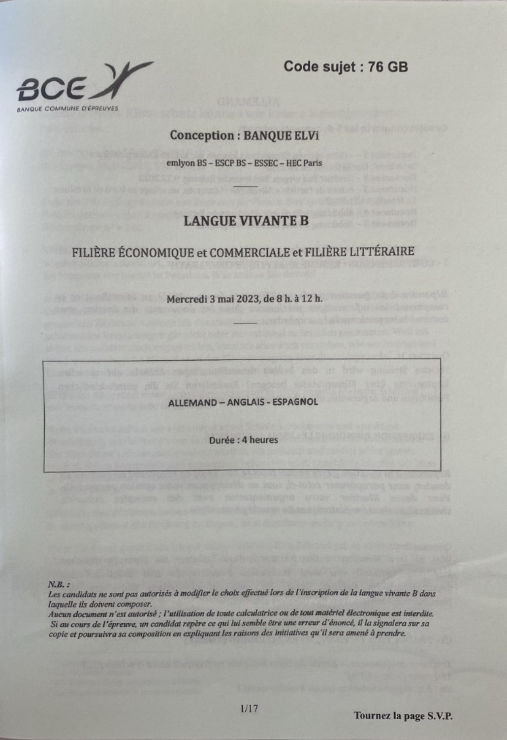 Anglais LV2 ELVI 2023 - Sujet - Mister Prépa